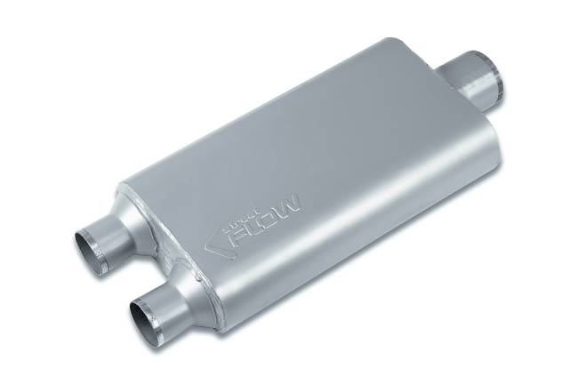 Street Flow - SF524553 3 Chamber 4"x9.5" Oval Body Muffler - 2.25" Dual ...