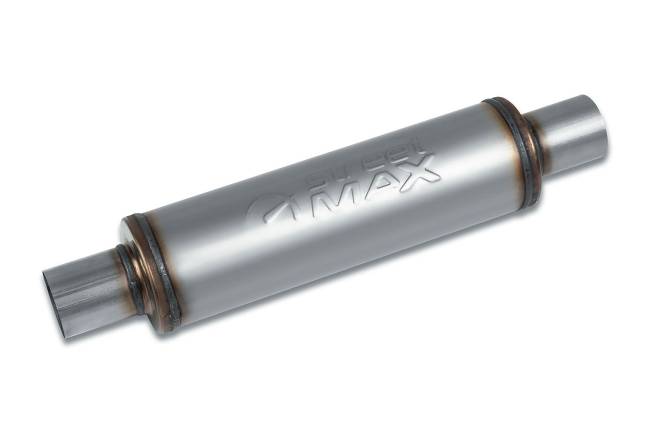 Street Max - SM10415 4" Round Body Muffler - 2.25" Center In / 2.25 ...